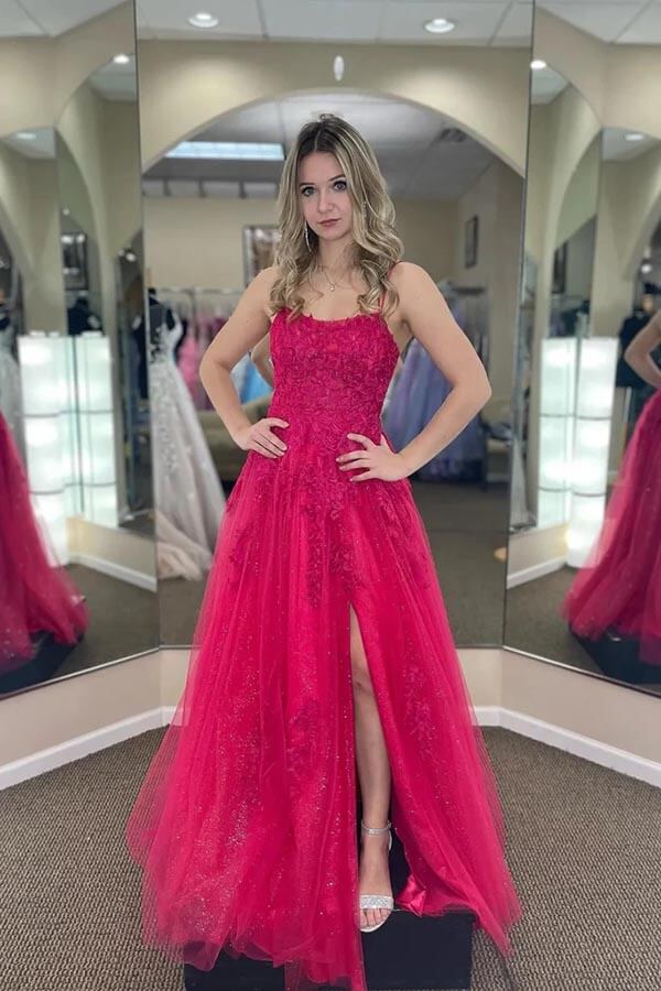 Tulle A-line Scoop Prom Dresses With Appliques, MP870 | Musebridals